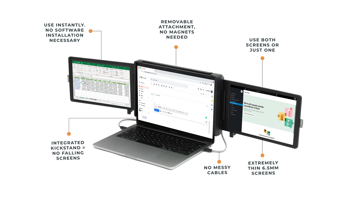 Smart Office Tech for Xebec Triscreen 2. Portable Laptop Tri screen NZ
